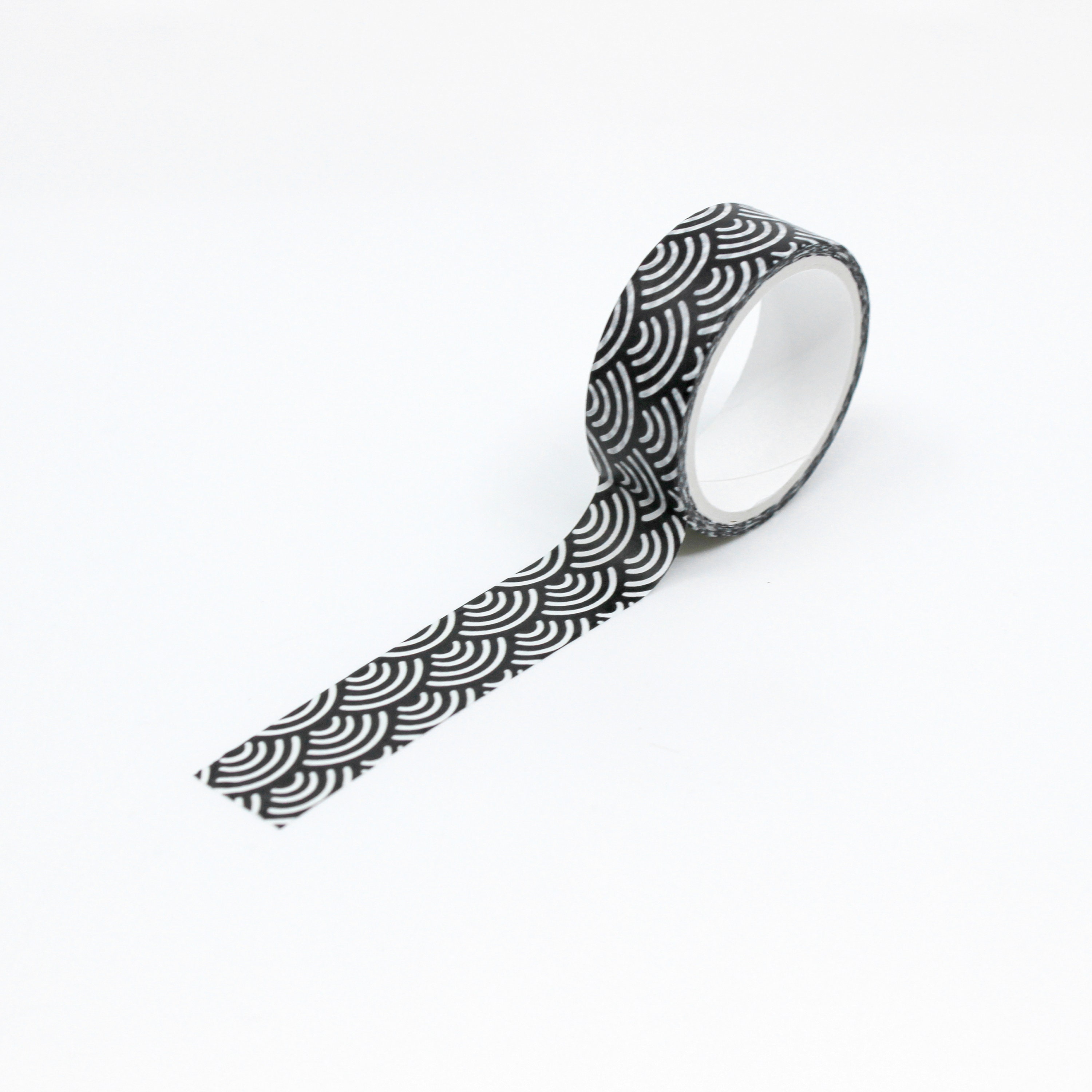 Scalloped Black & White Washi Tape, Black Wave Pattern Tape, Classic ...