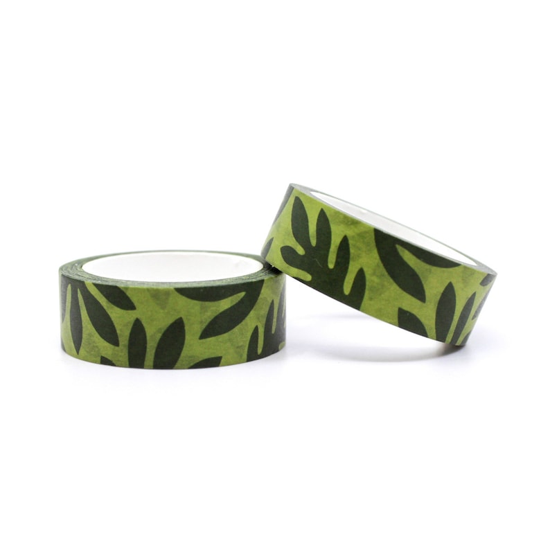 Lush Leaves Washi Tape, Leaf Sprig Motif Tapes, Modern Branches Tape ...