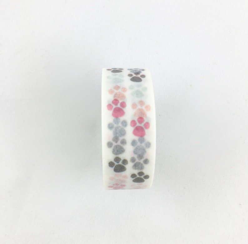 Pink and Grey Walking Paw Print Washi Tape// 15mm // Paper - Etsy