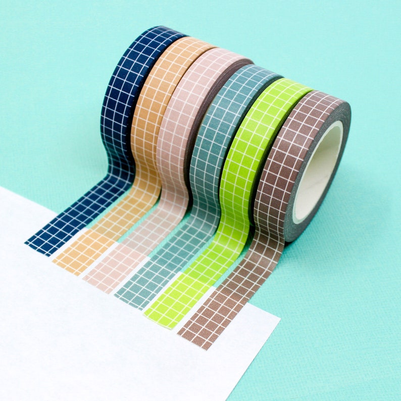 Narrow Grid Washi Tape, Slim Grid Calendar Tapes, Journaling Habit ...
