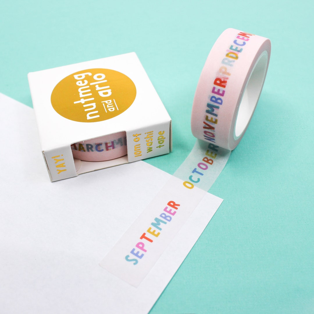 Rainbow Color Months of the Year Washi Tape, Colorful Month Washi Tape ...