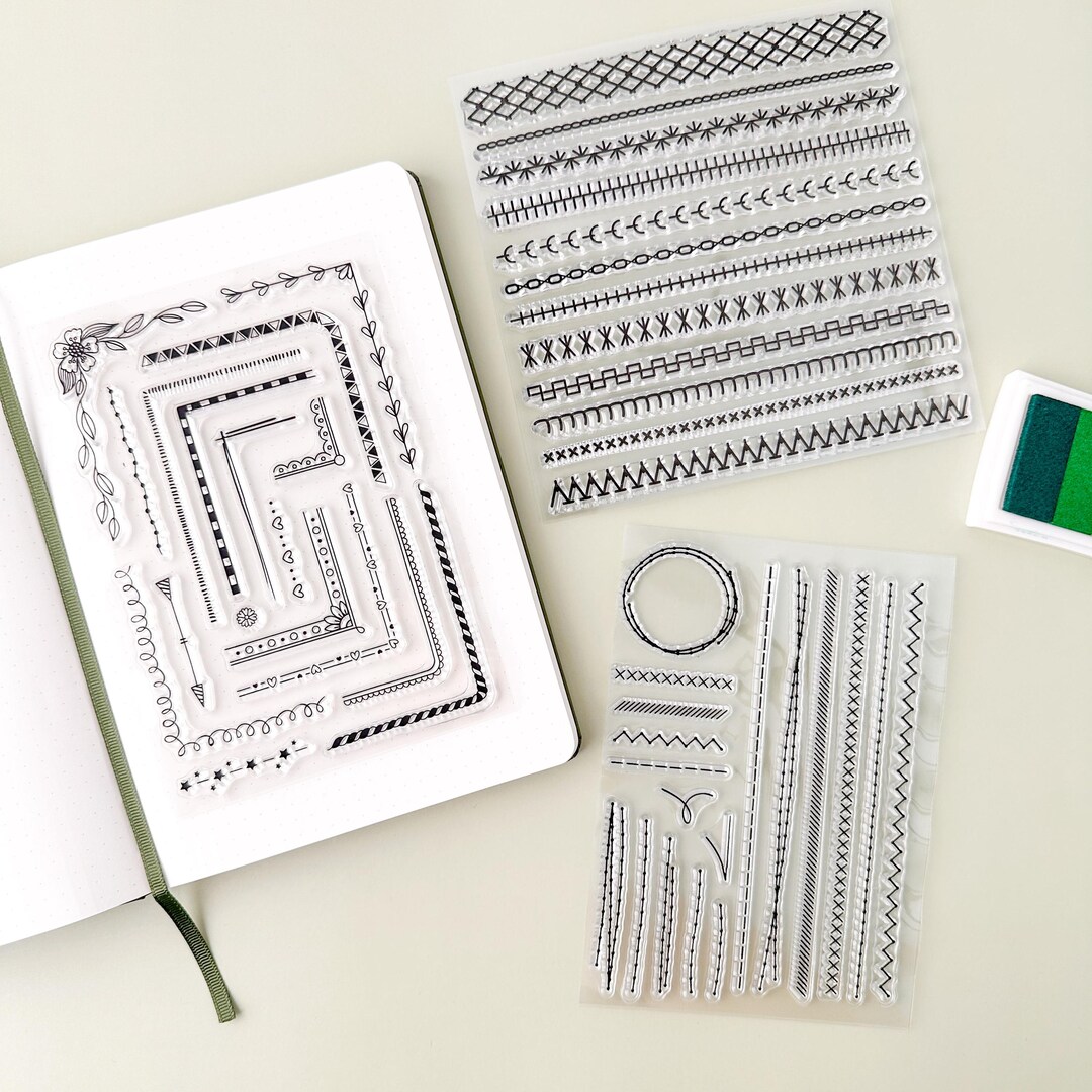 Bullet Planner Border Stamps, Habit Tracker Edges Stamps, Modern Edge ...