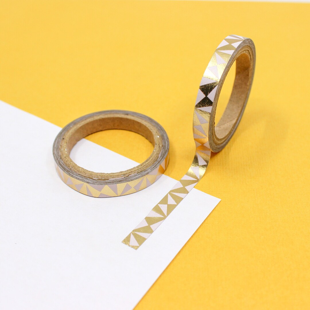 Thin Gold Solid Geometric Triangles Washi Tape, Narrow Gold Foil Random ...