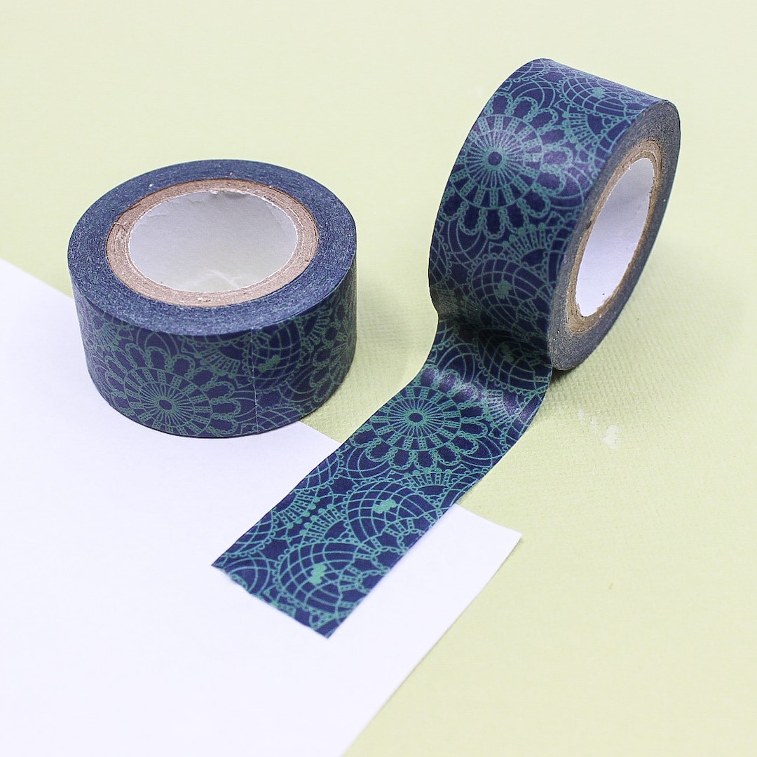 Blue Floral Pattern Washi Tape, Embroidery Style Tape, Blue Bohemian ...