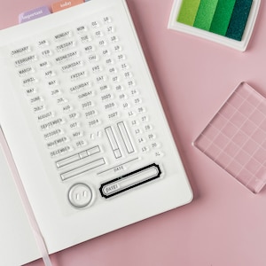 Month, Days & Dates Tracker Stamps, Weekday Journal Stamps, Planner ...
