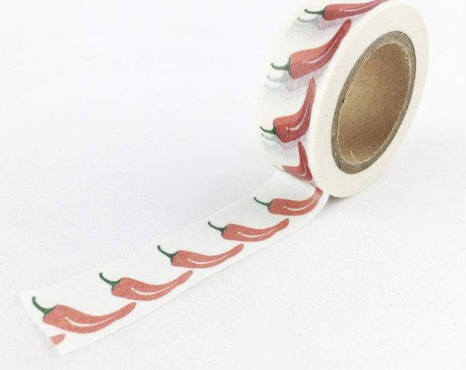 Red Chilli Pepper Pattern Washi Tape // 15mm // Paper Tape // | Etsy