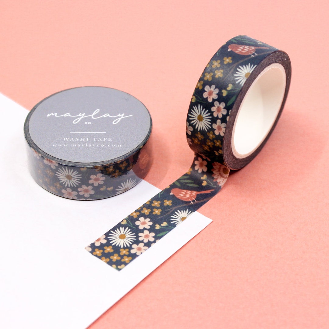 Wild Flowers and Birds Washi Tape, Birds Garden Washi Tape, Spring ...