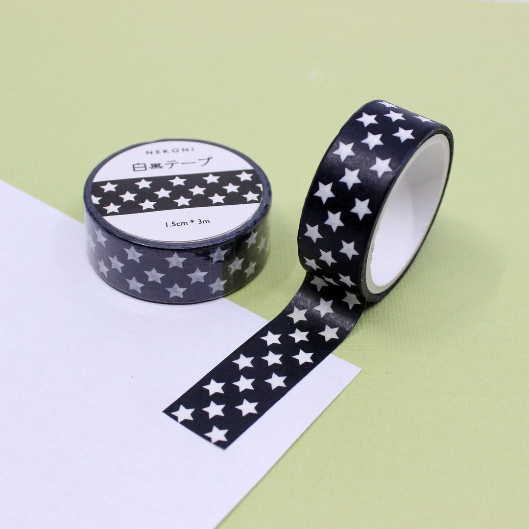 Black Star Washi Tape, Black and White Pattern Stars Washi Tape ...
