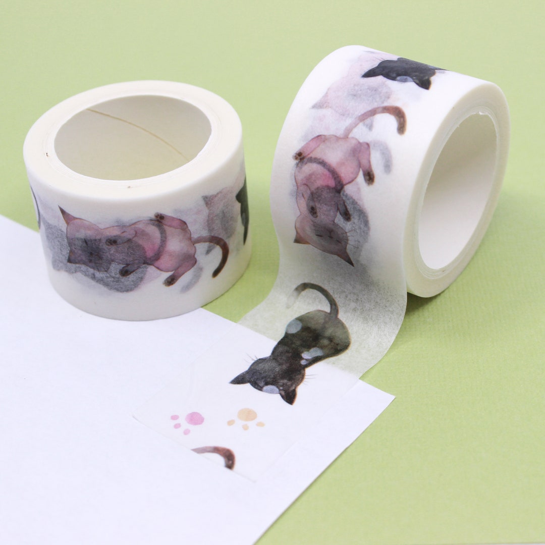 Watercolor Kitty Cat Washi Tape, Playful Cat Washi Tape, Cat Lover ...