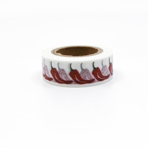 Red Chilli Pepper Pattern Washi Tape, Spicy Food Washi Tape, Chili ...