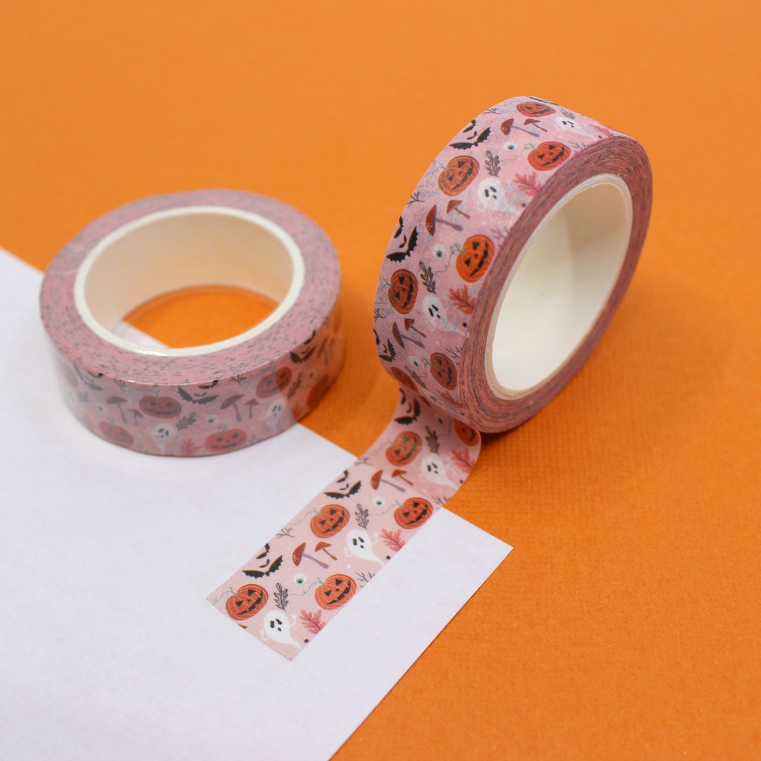 Cute Pumpkin Ghost & Mushroom Pattern Washi Tape, Spooky Bats Paper ...