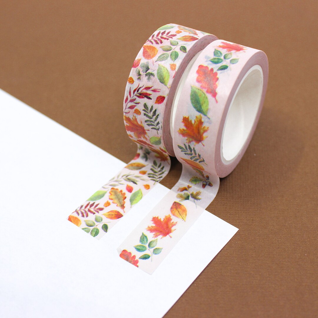 Autumn Leaves Flowers Pattern Washi Tape, Fall Theme Paper Tape Planner ...