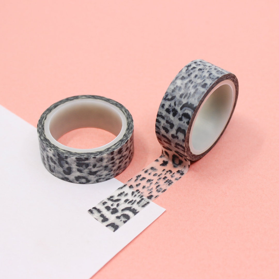 Snow Leopard Animal Print Washi Tape, Black White Grey Leopard Animal ...