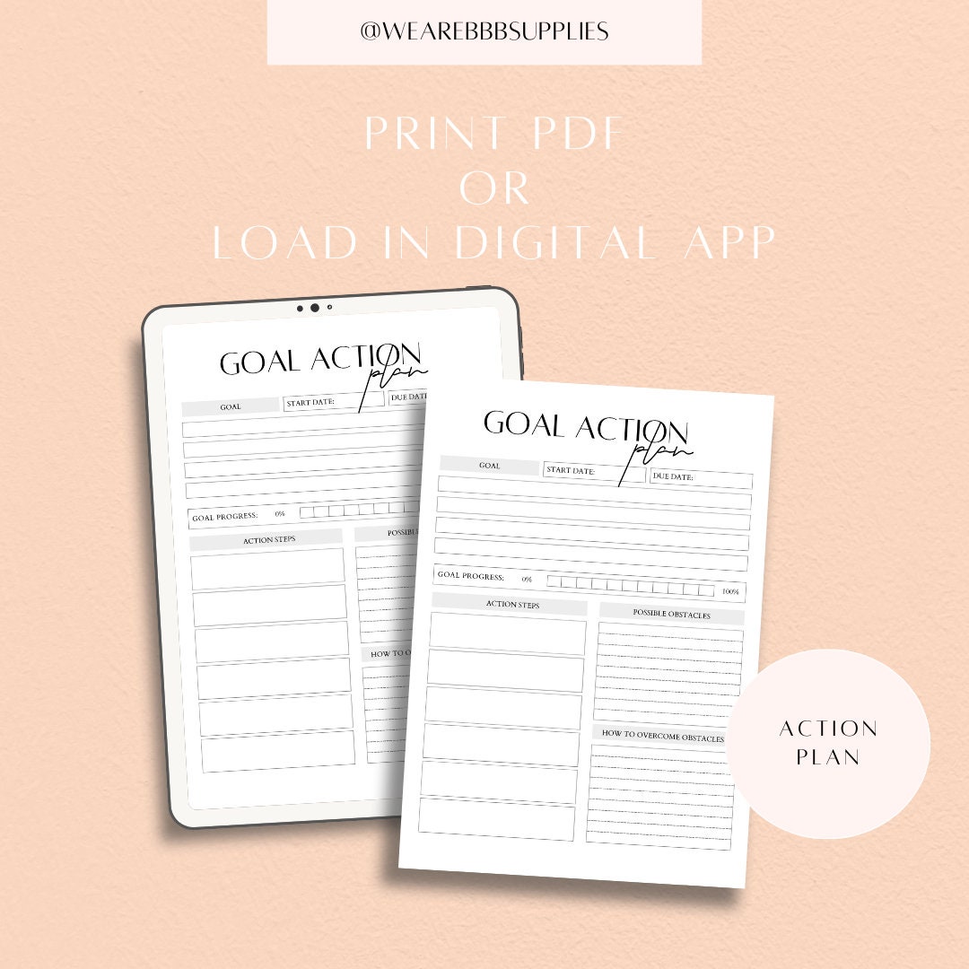 Simple Goal Action Plan Printable, Action Steps To-do List Printable ...