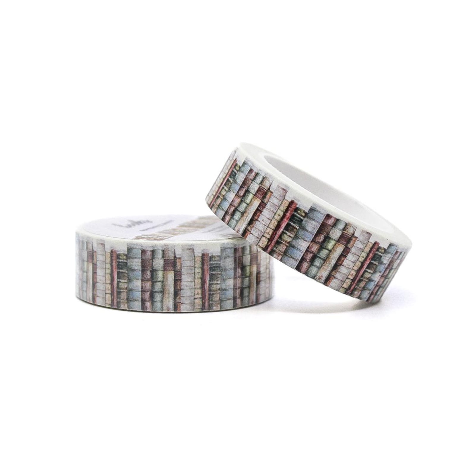 Dreamy Book Stack Pattern Washi Tape, Library Books Paper Tape, Moody ...