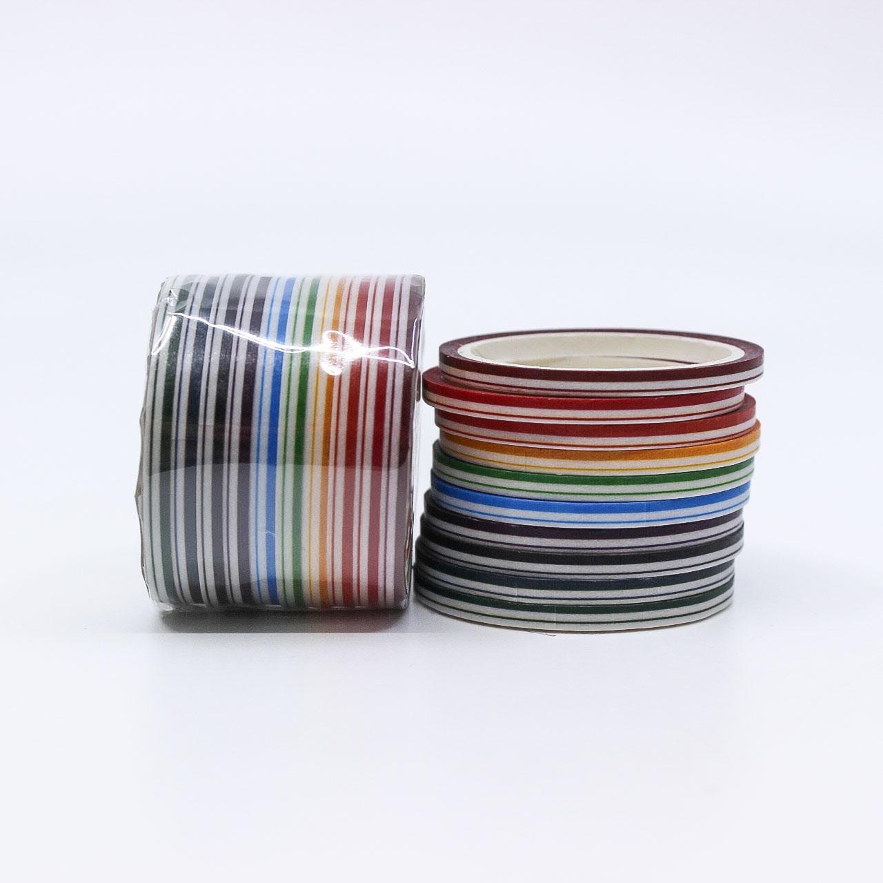 Thin Border Tape Washi Set, Skinny Colorful Washi Tape, Narrow Dashed ...