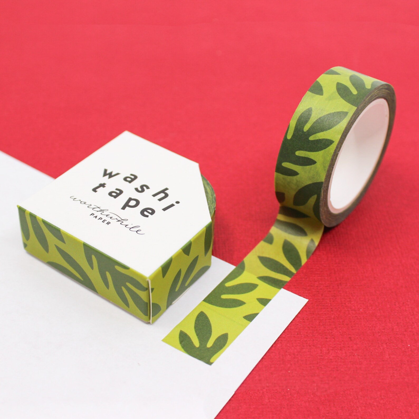 Lush Leaves Washi Tape, Leaf Sprig Motif Tapes, Modern Branches Tape ...