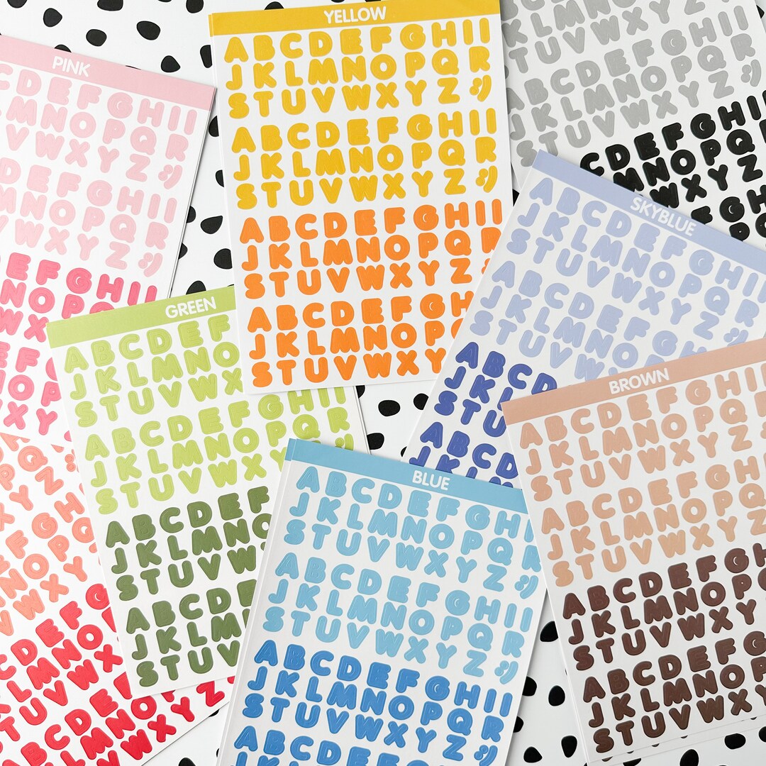 Colorful Letter & Number Stickers Set, Craft Supplies, BUJO Alphabet ...