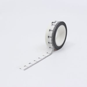 Black and White Tape Measure Ruler With Scissors Symbol Pattern Washi ...