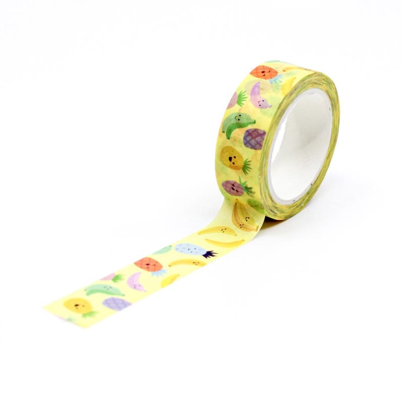 Tropical Fruits Washi Tape, Cute Banana Pineapple Grocery List Washi ...