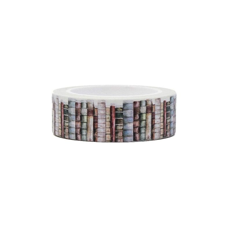 Dreamy Book Stack Pattern Washi Tape, Library Books Paper Tape, Moody ...