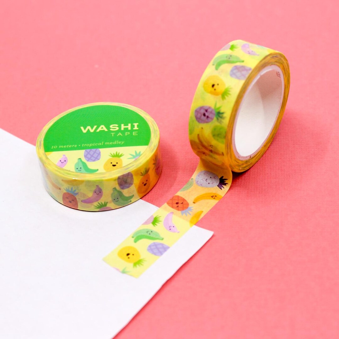 Tropical Fruits Washi Tape, Cute Banana Pineapple Grocery List Washi ...