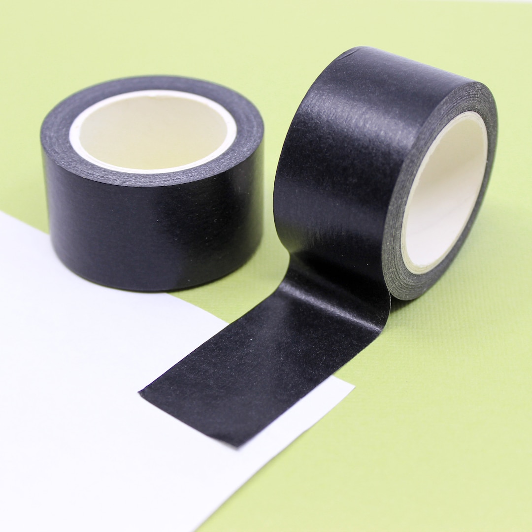 Wide Solid Black Washi Tape, 25MM Black Paper Tape, Scrapbooking Tape ...