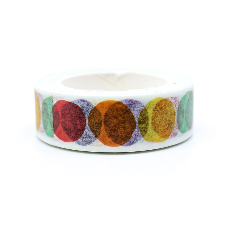 Rainbow Color Big Dots Border Pattern Washi Tape, Multi Color Circle ...