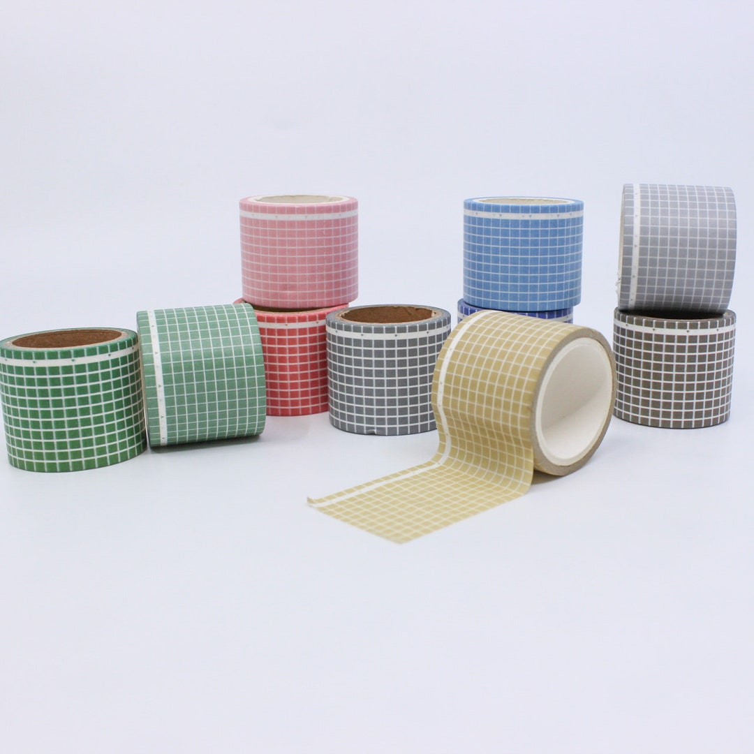 Wide Grid Pattern Washi Tape, Pastel Calendar Grid Tape, Journaling ...