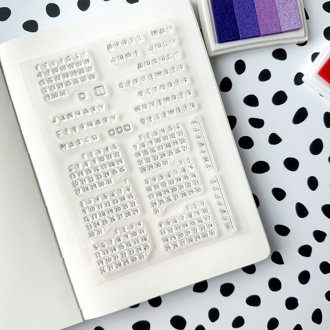 Modern Planner Stamps, Weekday Journal Stamps, Fun Font Calendar Months ...