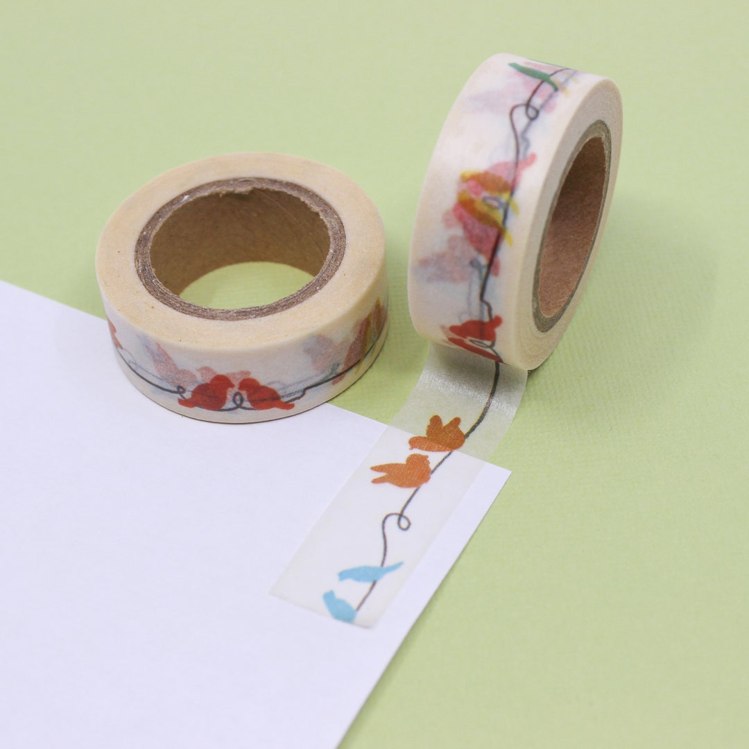 Colorful Cute Birds on a String Washi Tape, Love Birds Washi Tape ...