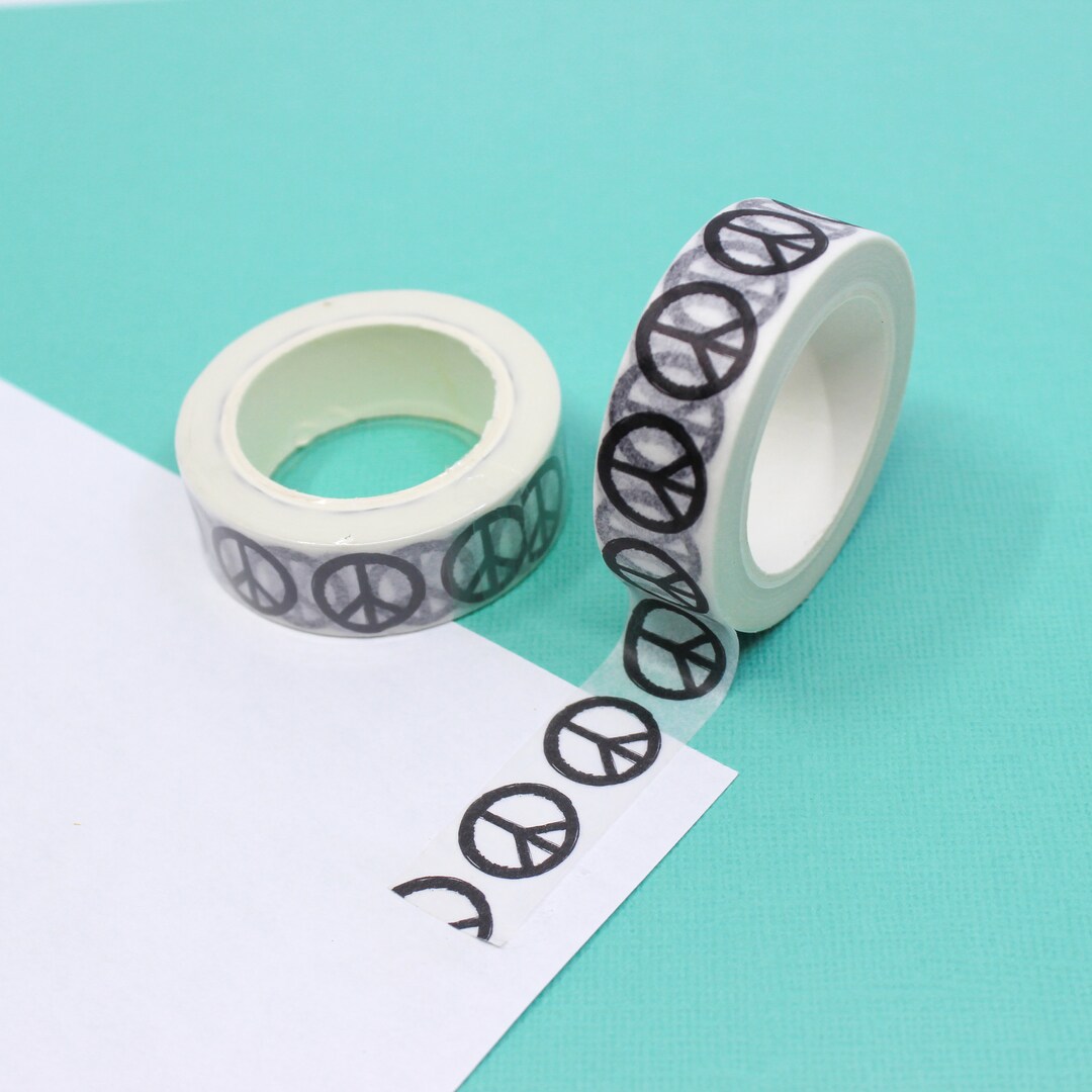 Black and White Peace Sign Washi Tape, Hippie Washi Tape, 70's Vibe ...