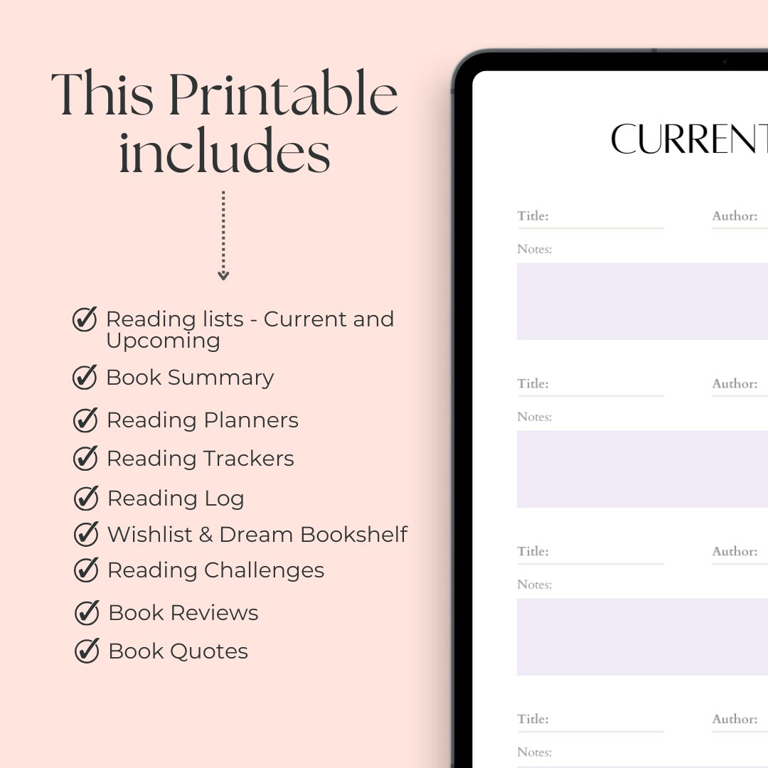 Reading Planner, 29 Pages of Printable Book Trackers, Book Lover ...