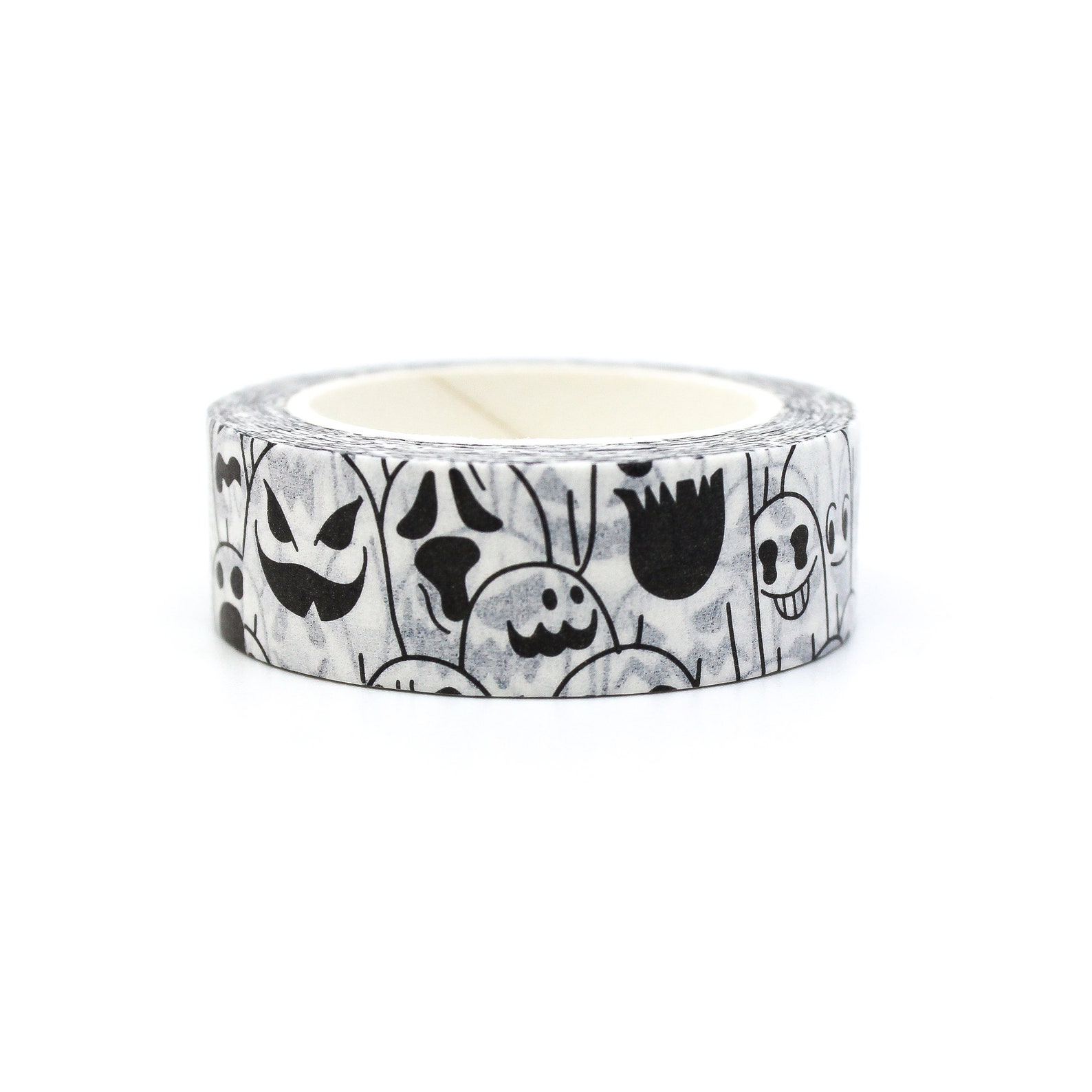 Halloween Black and White Ghosts Pattern Washi Tape, Spooky Ghost Paper ...