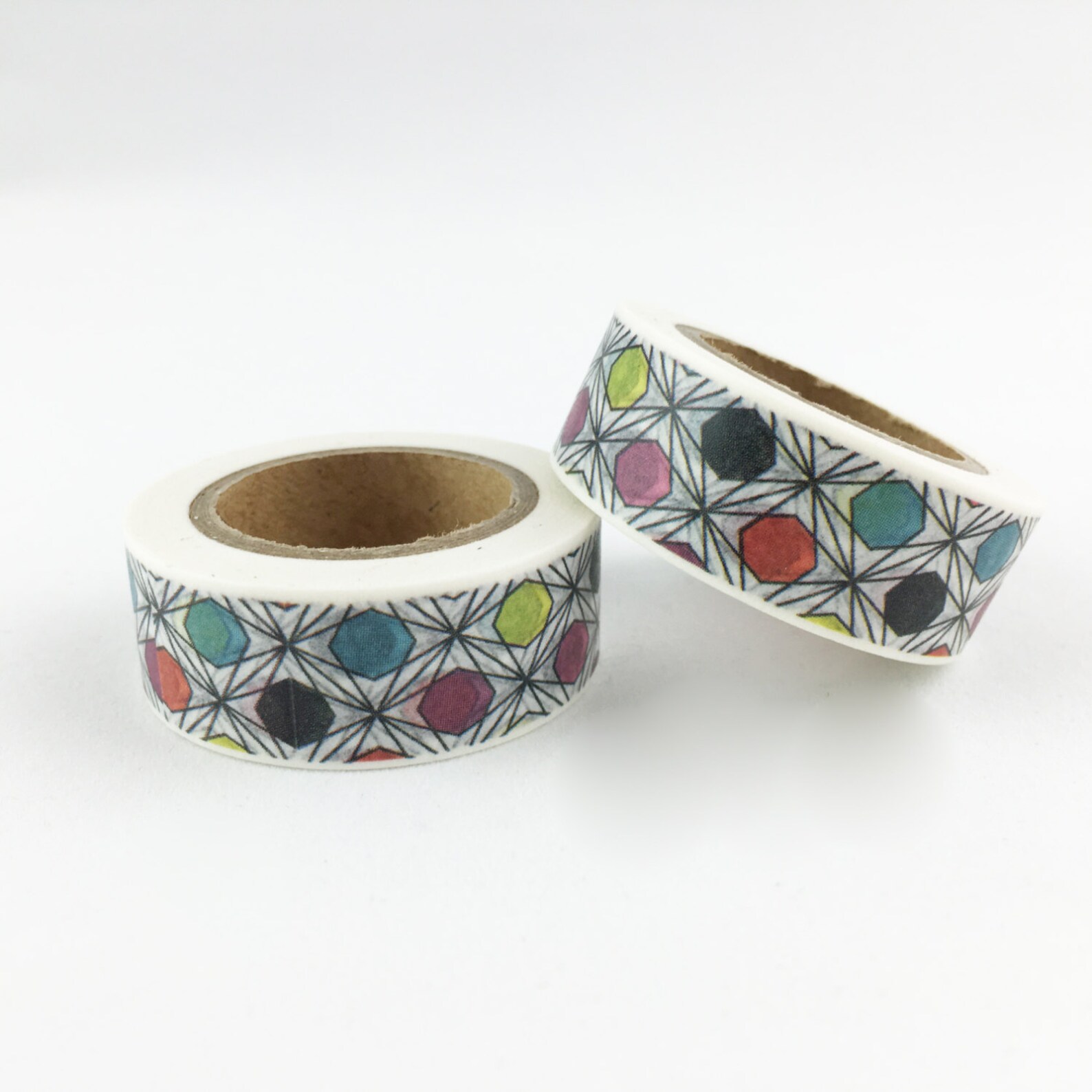 Colorful and Fun Modern Geometric Pattern Washi Tape // 15mm | Etsy