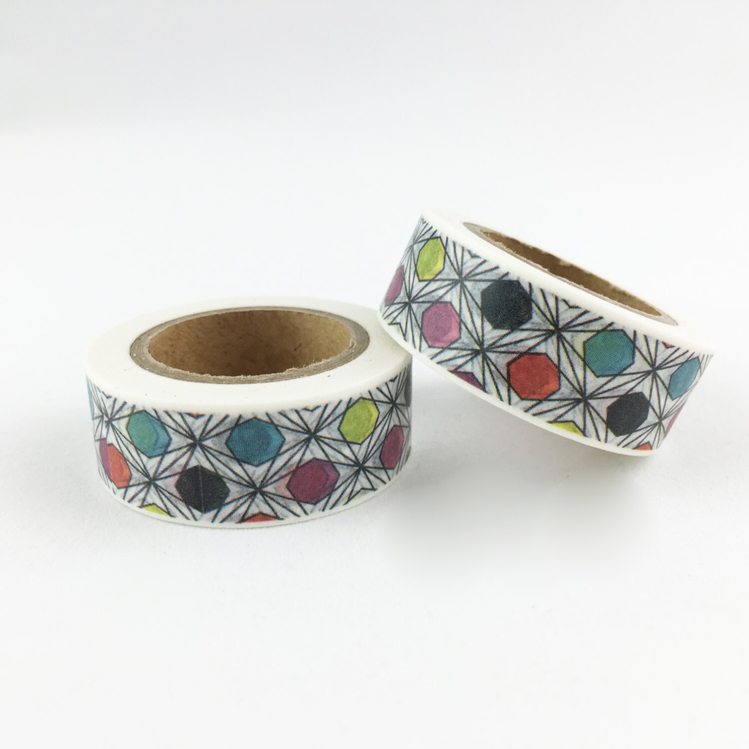 Colorful and Fun Modern Geometric Pattern Washi Tape // 15mm | Etsy
