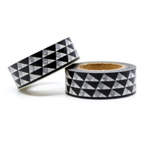 Black and White Triangle Geometric Washi Tape, Black and White Pattern ...