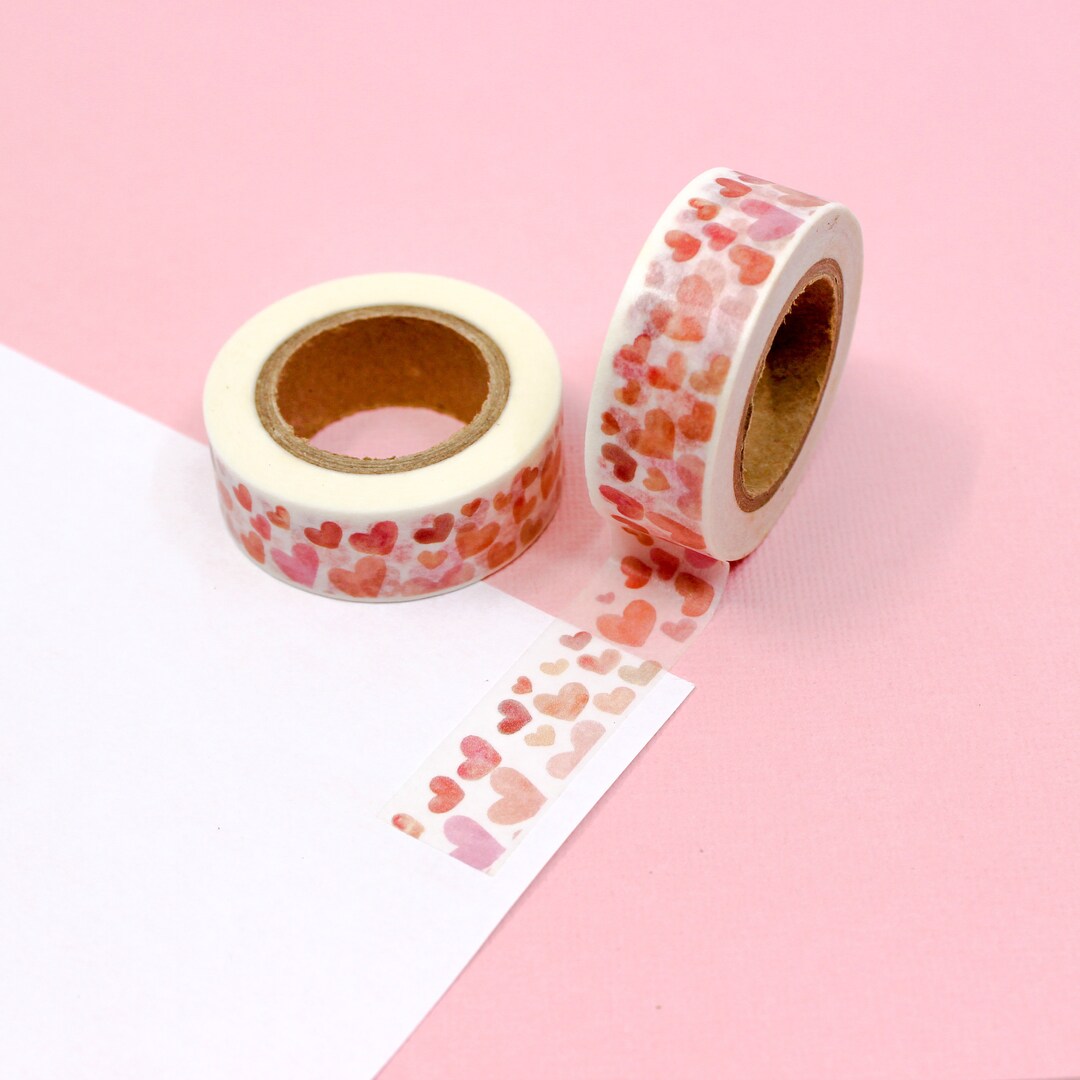 Cute Colorful Heart Pattern Washi Tape, Unique Random Pink Hearts Washi ...