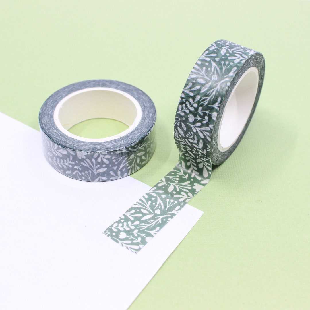 Green Vines Pattern Washi Tape, Green Fern Vines Paper Tape, Rustic ...