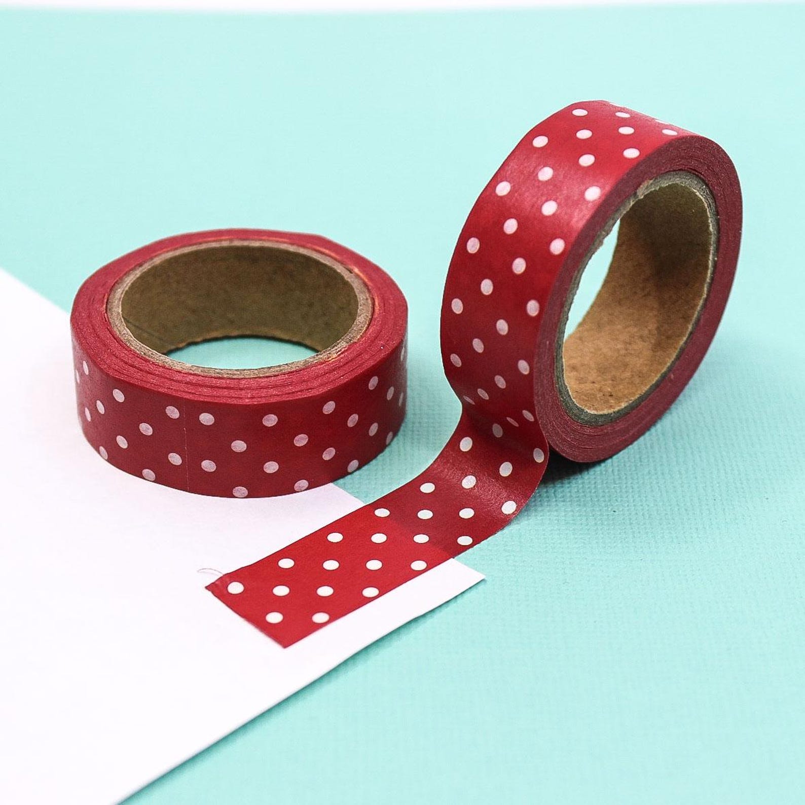 Red and White Dots and Stripes Washi Tape, Thin Red Striped Border ...