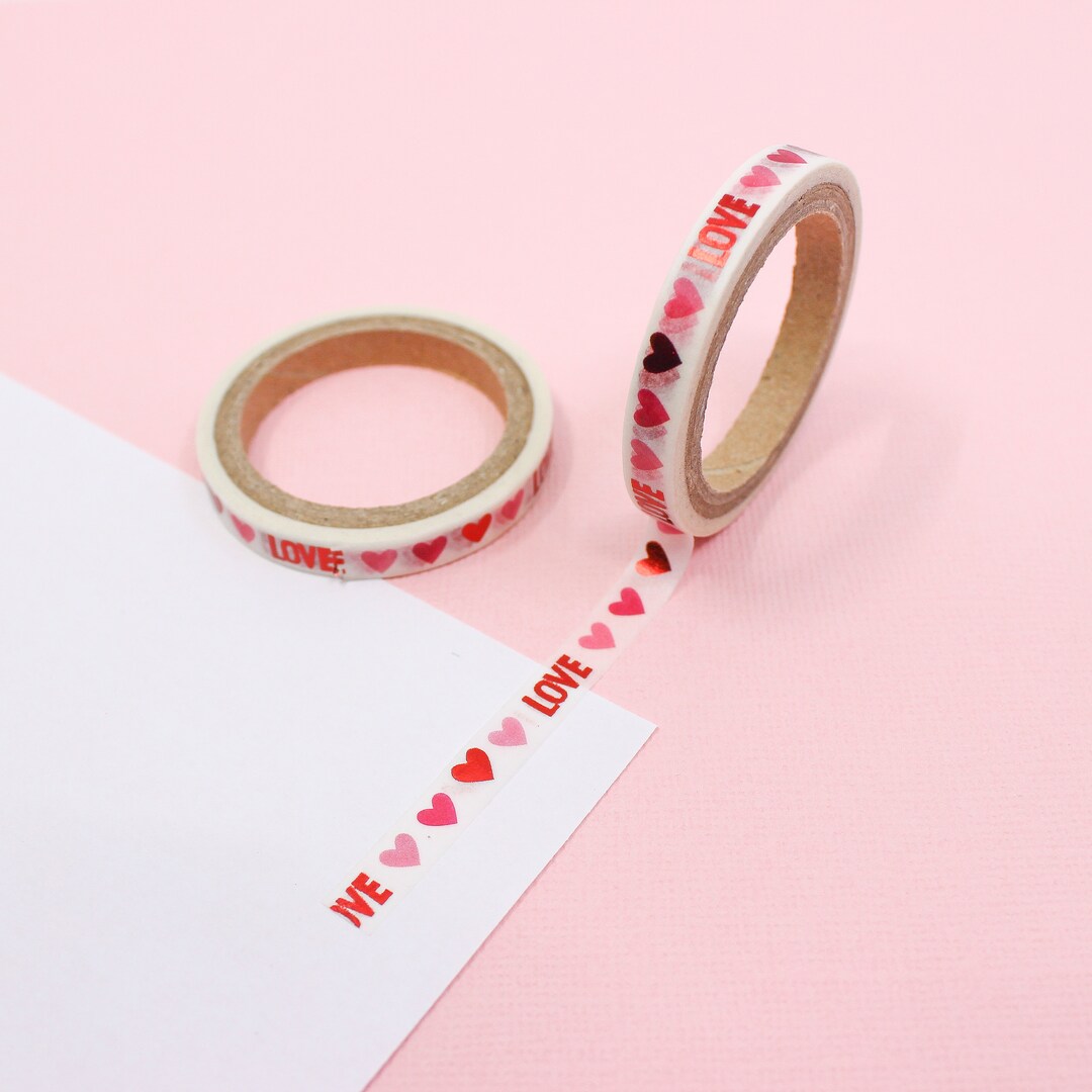 Love Foil Tape With Multi Color Hearts Washi Tape, Colorful Valentine's ...
