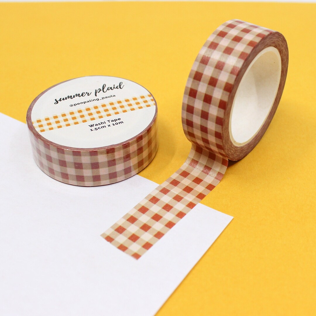 Yellow Plaid Pattern Washi Tapes, Yellow and Orange Plaid Paper Tape ...