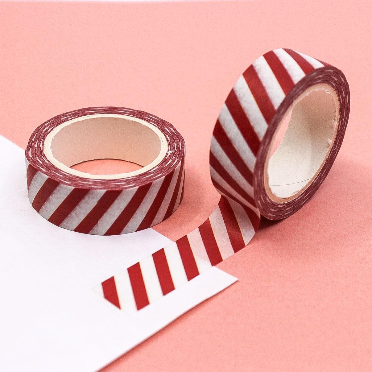 Red and White Dots and Stripes Washi Tape, Thin Red Striped Border ...