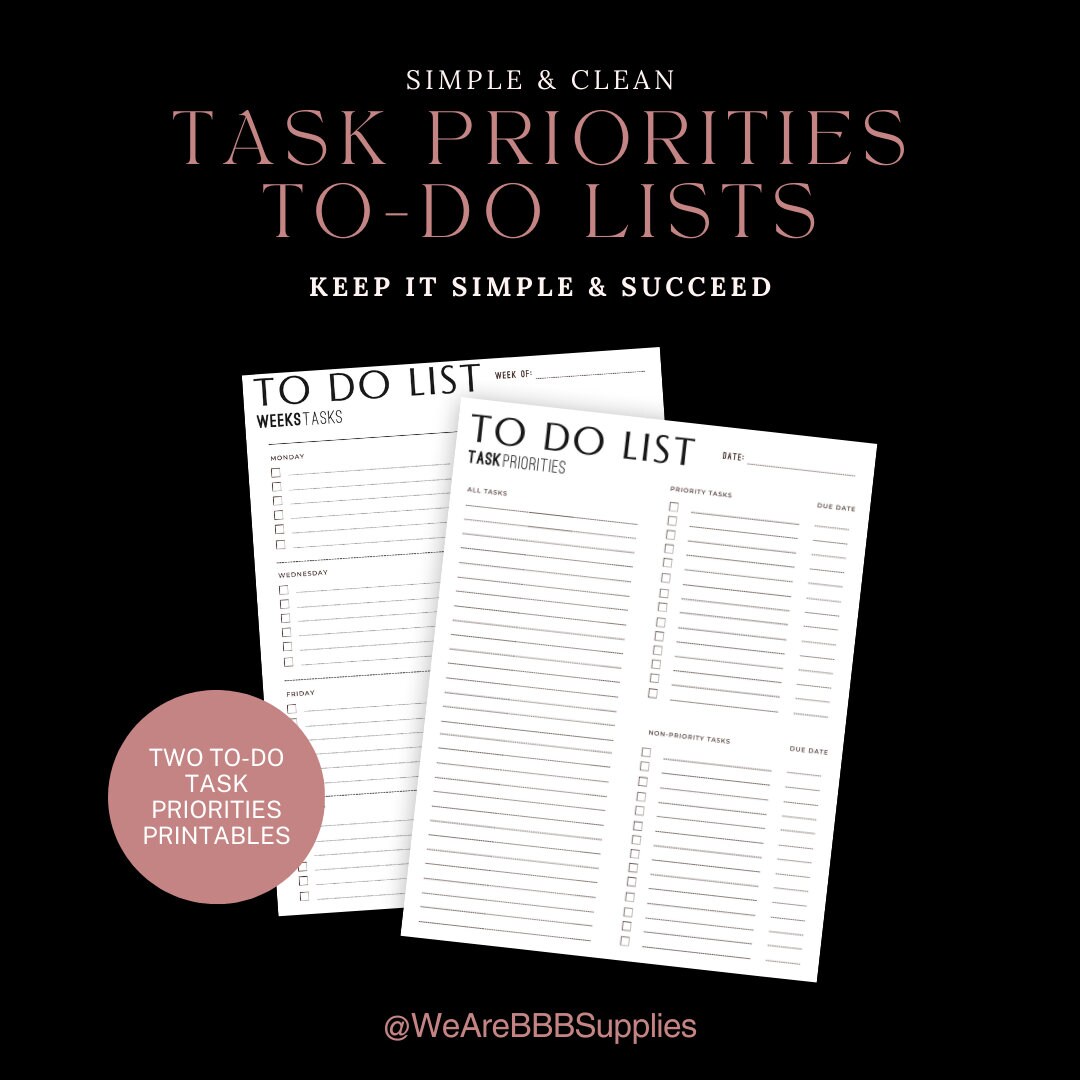 Simple To-do List Priorities Printable, PDF Download Priorities Tracker ...