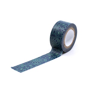 Blue Floral Pattern Washi Tape, Embroidery Style Tape, Blue Bohemian ...