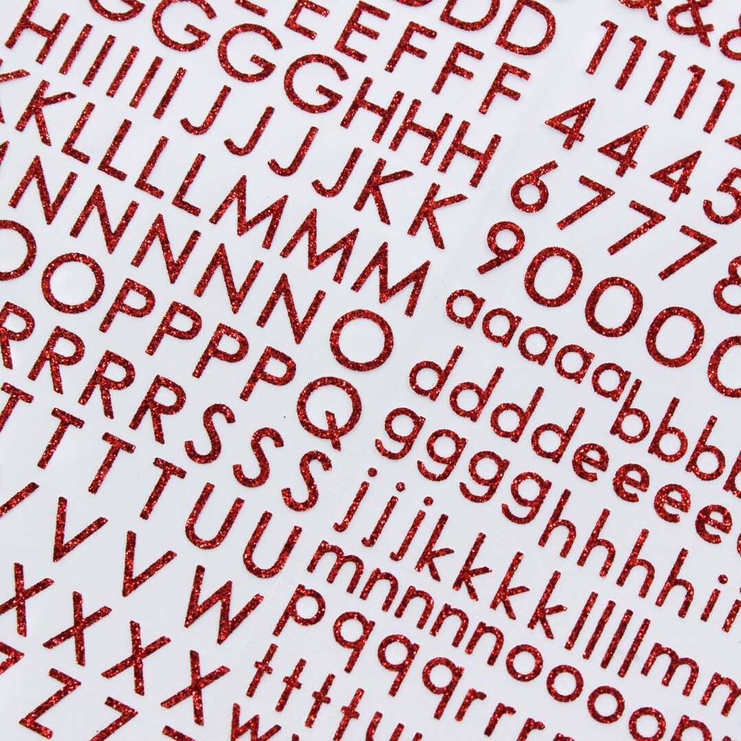 Red Glitter Letter & Number Stickers Set Holiday Glitter - Etsy