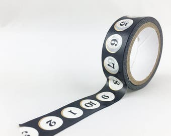 Handwritten Black and White Numbers Washi Tape Calendar | Etsy