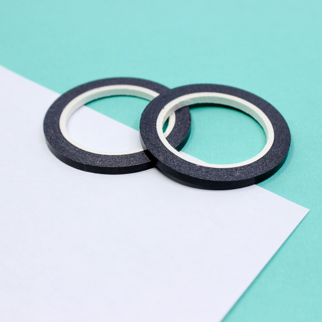 Thin Solid Black Washi Tape, 3MM Black Paper Tape, Scrapbooking Tape ...