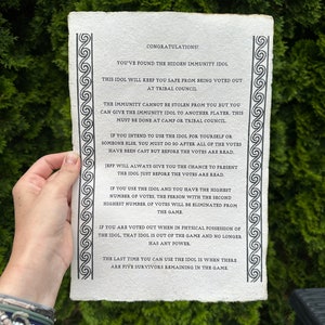 Survivor Hidden Immunity Idol Rules Parchment - Etsy