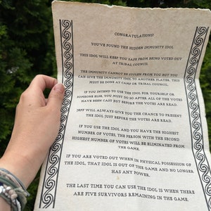 Survivor Hidden Immunity Idol Rules Parchment - Etsy
